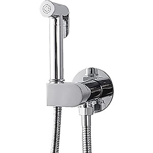 MINJING Handheld Bidet Sprayer for Toilet Hot and Cold Water Baby Cloth Diaper Sprayer Wall Mounted Brass Toilet Sprayer High Pressure Handheld Sprayer Kit for Personal Hygiene Cleaning,Chrome