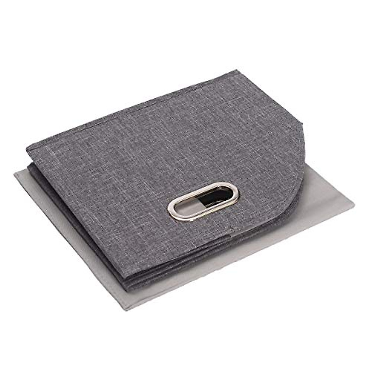 Brabtod Foldable Storage Bin - Rectangle Storage Basket with Handle, Organizer Bin for Pet Toys, Diaper, Shelves, Closet -Gray