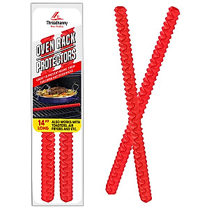 Silicone Oven Rack Shields Guards - Heat Resistant Oven Protector Oven guards for racks side heat shield for toaster oven Protect Against Burns and Scars | 14 Inches Long (Red)