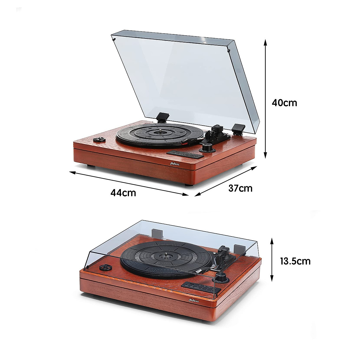 Bluetooth Vinyl Record Player, with Built-in Speakers, Vinyl Record to USB Recording,3-Speed Turntables (Walnut)