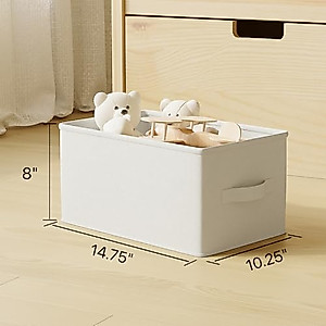 LayerSpace Storage Bins, Collapsible Storage Bins, 3 Pack Linen Fabric Storage Bins for Organization, Durable Storage Bins for Closet, Shelves, Clothes,Toys, 14.75" L*10.25" W*8" H, Beige