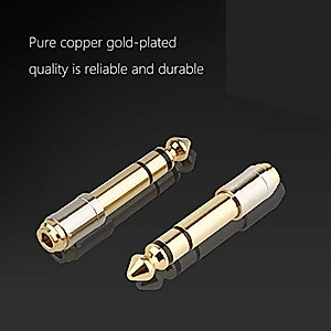 PASOW 1/4'' Male to 1/8'' Female Stereo Headphone Adapter 6.35mm to 3.5mm Audio Adapter Pure Copper for Headphone, Amplifier, Guitar, 2 Pack