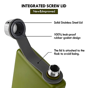 KWANITHINK Flask for Liquor for Men, 8oz Stainless Steel Hip Flask with Funnel, Whiskey Flask with Integrated Steel Cap for Outdoor Camping Hiking Climbing, Father's Day Gift for Men (Green)