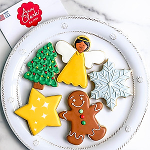 Christmas and Holiday Cookie Cutters 5-Pc Set Made in USA by Ann Clark, Gingerbread Man, Christmas Tree, Star, Snowflake, Angel
