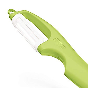 Kyocera Advanced Ceramic 3-inch Paring Knife with Vertical Double Edge Peeler, Green