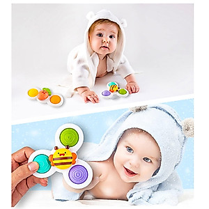 Suction Cup Spinner Toys Baby Toys,Sensory Toys Bath Toys Dimple Toys Spinning Toy for Toddlers, Eearly Education Toys,Gifts for 1-3 Year Old Boy Girl (3 Pcs)