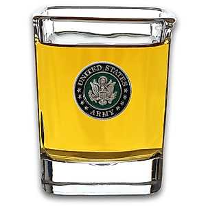 Indiana Metal Craft US ARMY Seal Square Shot Glass with Die Struck Enamel Emblem MADE IN USA