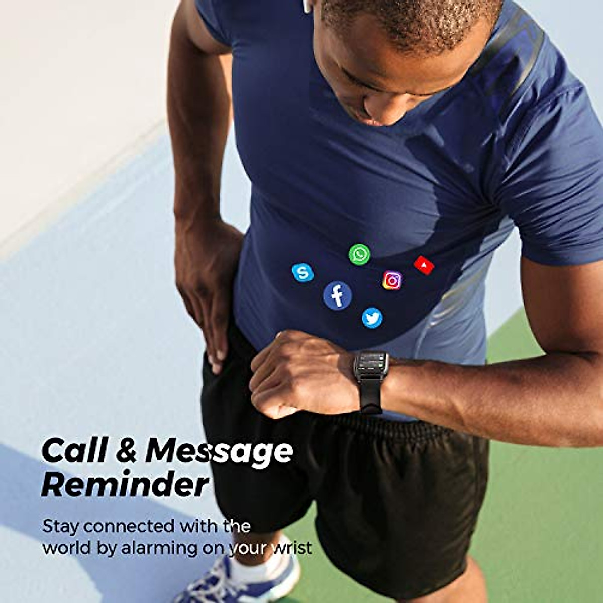 SoundPEATS Smart Watch Fitness Tracker with All Day Heart Rate Monitor Sleep Quality Tracker IP68 Waterproof 1.4" Large Touch Screen Call & Message Reminder 12 Sports Modes for iPhone Android Phones