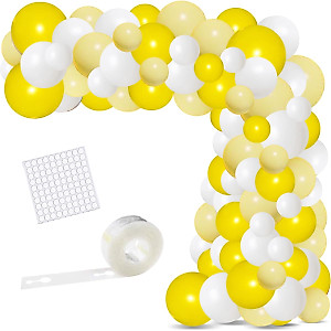 Yellow White Balloon Arch Garland Kit - Pastel Yellow Balloon Arch, Yellow and White Balloons Silver Confetti Balloons for Wedding Sunflower Baby Shower Anniversary Bridal Shower Birthday Party Decors