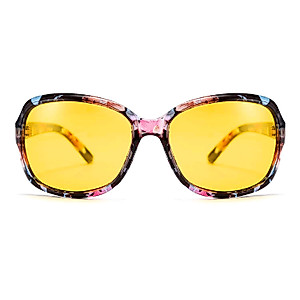 FEISEDY Classic Womens Night Glasses Driving Anti Glare Wrap Around Yellow Sunglasses B2548
