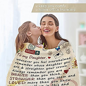 Bonsai Tree Daughter Blanket from Mom, to My Dear Daughter Airmail Soft Throw Blanket Gifts for Women Girls Adult, Personalized Family Love Flannel Fleece Blanket for Couch Living Room, 50x60 Inches