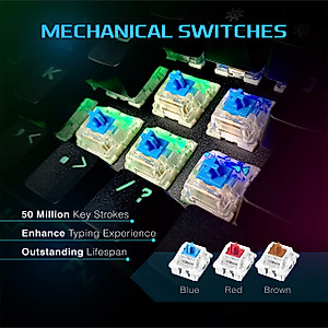SHAVA TKL Mechanical Gaming Keyboard, Special 89 Keys Layout Keyboard with Numeric Keys, 100% Anti-Ghosting, RGB LED Rainbow Backlit, Tenkeyless Keyboard for Windows PC/Mac Games (Blue Switch)
