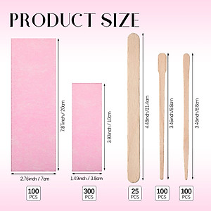 625 Pieces Wax Strips and Sticks Kit Includes 400 Pieces Waxing Strips Hair Removal Non Woven Wax Strips and 225 Pieces Wooden Smooth Wax Applicator Sticks for Women Body Facial Skin Hair Removal