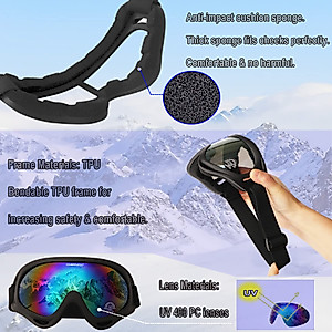 OUTDOOR SPARTA Ski Goggles (1. Black Frame, Multiple Color Lens; Black Frame, Silver Coated Lens)