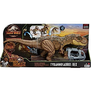 Mattel Jurassic World Camp Cretaceous Stomp 'n Escape Tyrannosaurus T Rex Action Figure Toy with Stomping Motion