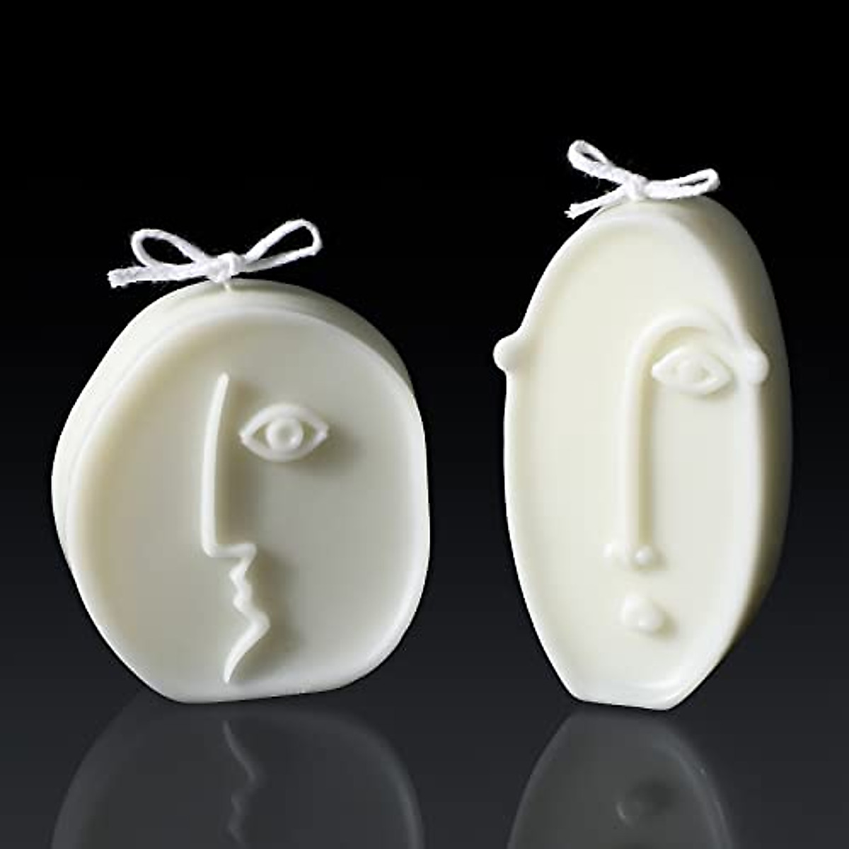 2 Pieces Art 3D Face Candle Human Face Shaped Candle Soy Wax Aesthetic Candle Abstract Scented Candle Poured Decorative Candle for Trendy Aesthetic Room Home Decor, White, 2 Styles