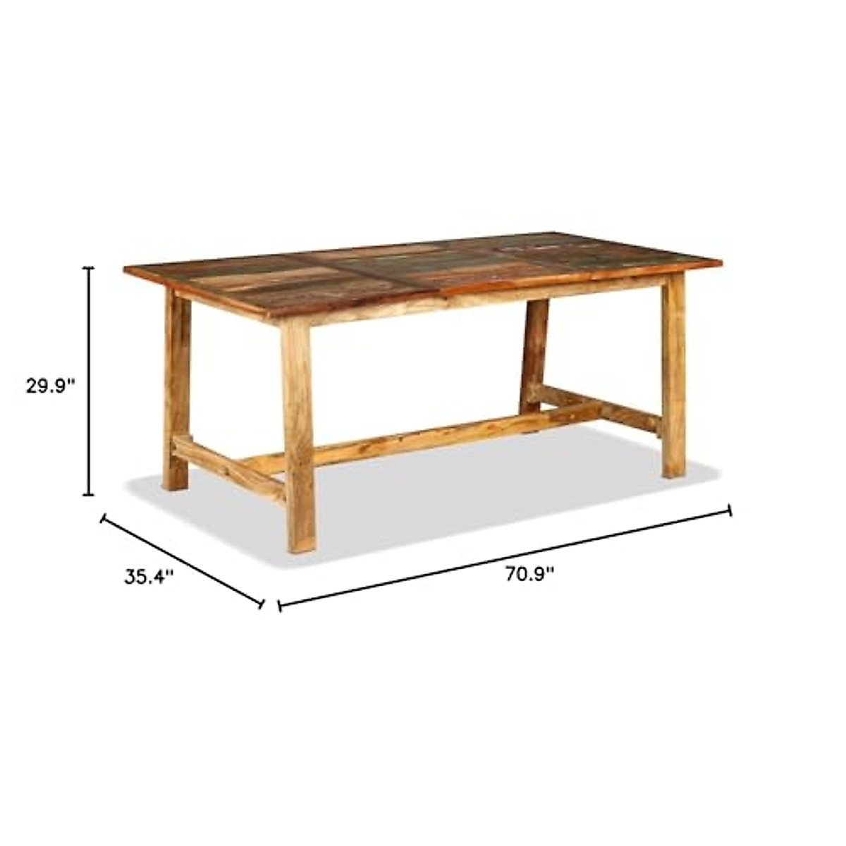 ULUYYUC Dining Table Solid Reclaimed Wood 70.9",Office Desks Party Table Kitchen Tables Kitchen Furniture Outdoor Table for Living Room, Kitchen, Backyard, Wedding,Office