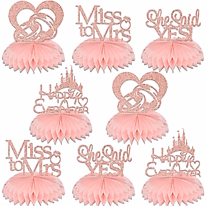 8 Pcs Bridal Shower Honeycomb Centerpieces Bridal Shower Table Decorations Bridal Party Decorations Bachelorette Party Decor Supplies Rose Gold