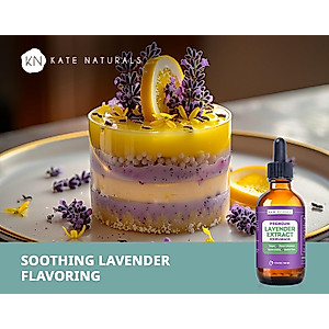 Kate Naturals Lavender Extract for Baking, Drinks, Coffee, Lattes. Food Grade Lavender Oil for Flavoring & Cooking (1oz, Sugar Free)