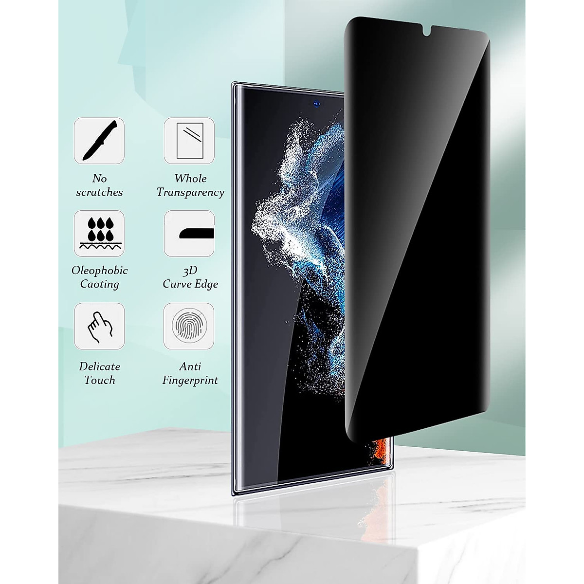 [2+2 Pack] Tamoria Galaxy S22 Ultra Privacy Screen Protector + Camera Lens Protector 9H Tempered Glass Black Camera Cover AntiExplosion Antispy Screen Film Accessories for Samsung Galaxy S22 Ultra