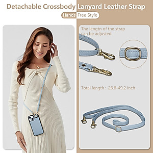 Keallce Case for iPhone 13 6.1'', Detachable Crossbody Case Wallet with RFID Blocking Card Holder, 360?Ring Stand, Folio Leather Phone Cover Shoulder Lanyard Strap Lady for iPhone 13 2021 5G, Blue