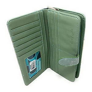 Shag Wear Large Better Outdoors Camping and Outdoors Summer BiFold Wallet for Women and Teen Girls Vegan Faux Leather Green 7"