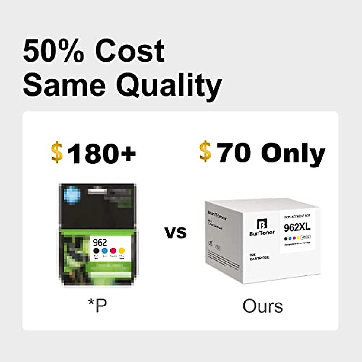 BUNTONER 962XL Ink Cartridges Combo Pack Remanufacturered for HP 962XL 962 XL Ink for OfficeJet Pro 9010 9015 9018 9025 9020 9012 9026 9027 9028 9029 Printer (Black Cyan Magenta Yellow, 4P)