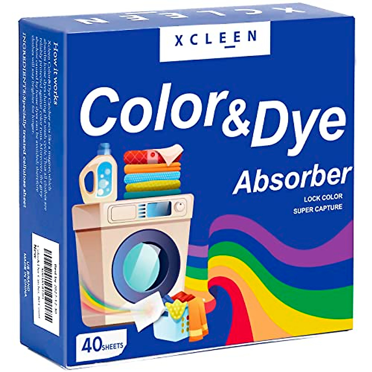 Xcleen Color Absorber for Laundry-Protect Your Clothes from Color Bleed and Stains-40 Count
