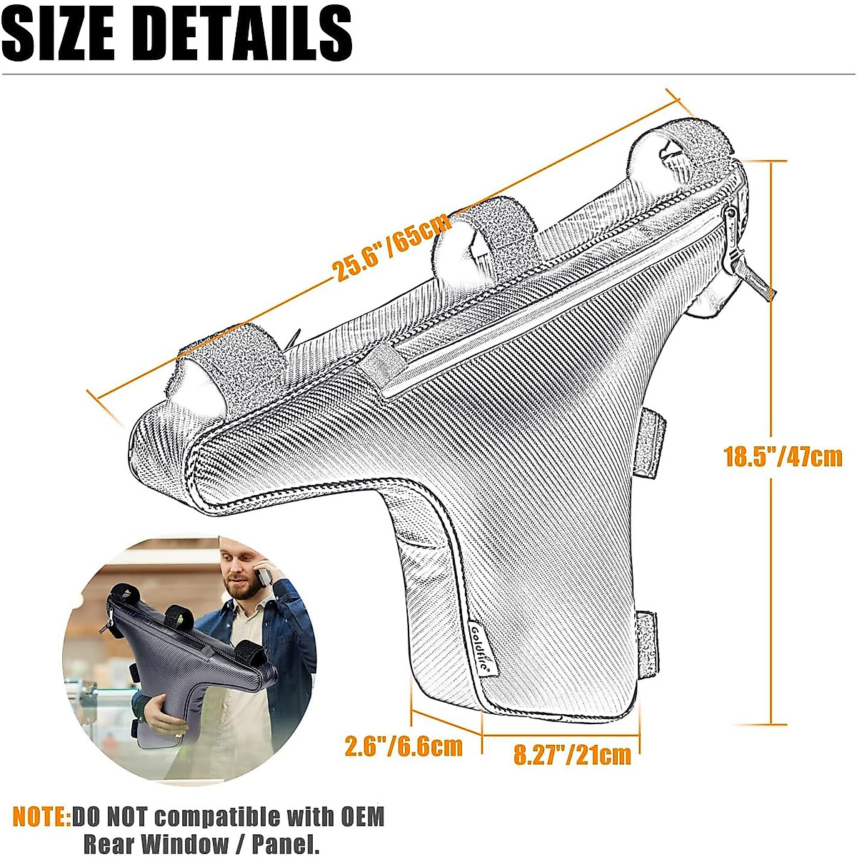 Hutexico 2 Pack for Kawasaki Teryx KRX 1000 UTV Roll Bar Triangle Storage Bag, Double Zipper Side by Side Bags Roll Bar Gear Bag, Compatible 2020-2024 Models (Black x2)