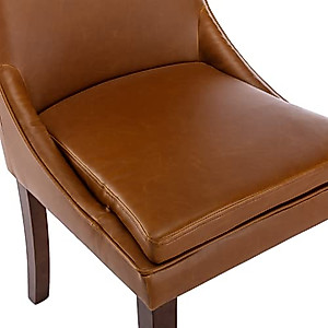 chairus Dining Chairs Set of 2 PU Leather Dining Room Chairs Modern Side Chair with Brown Wood Legs Comfy Upholstered Chair for Kitchen Lving Room Bedroom, Brown