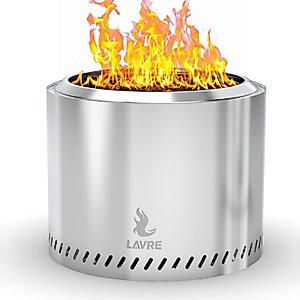 OutVue 15 inch Stainless Steel Smokeless Fire Pit, Outdoor Smokeless Firepit, Wood Burning Fire Pits for Camping, Bonfire, Low Smoke Firepit for Outside (Oblique Hole)