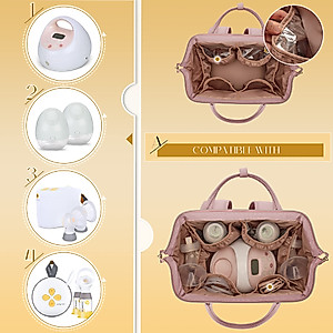 Fasrom Breast Pump Bag Backpack with Cooler Compatible with Spectra S1, S2 and Medela Pumps, Wearable Pumping Bag with Waterproof Mat for Working Moms, Pink (Patent Design)