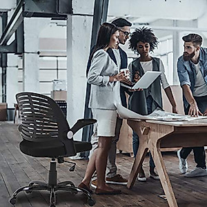 Office Chair Cheap Desk Chair Mesh Computer Chair with Lumbar Support Flip Up Arms Executive Mid Back Modern Ergonomic Chair for Adults Women Men,Black