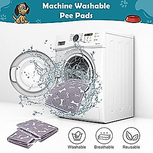 Yohaoupty Washable Puppy Dog Pee Pad, 2 Pack Waterproof Puppy Pads Non-Slip Pet Training Pads Fast Drying Reusable Whelping Training Mat for Dog Bed Mat Dog Playpen Car Travel - Grey, 16” x 24”