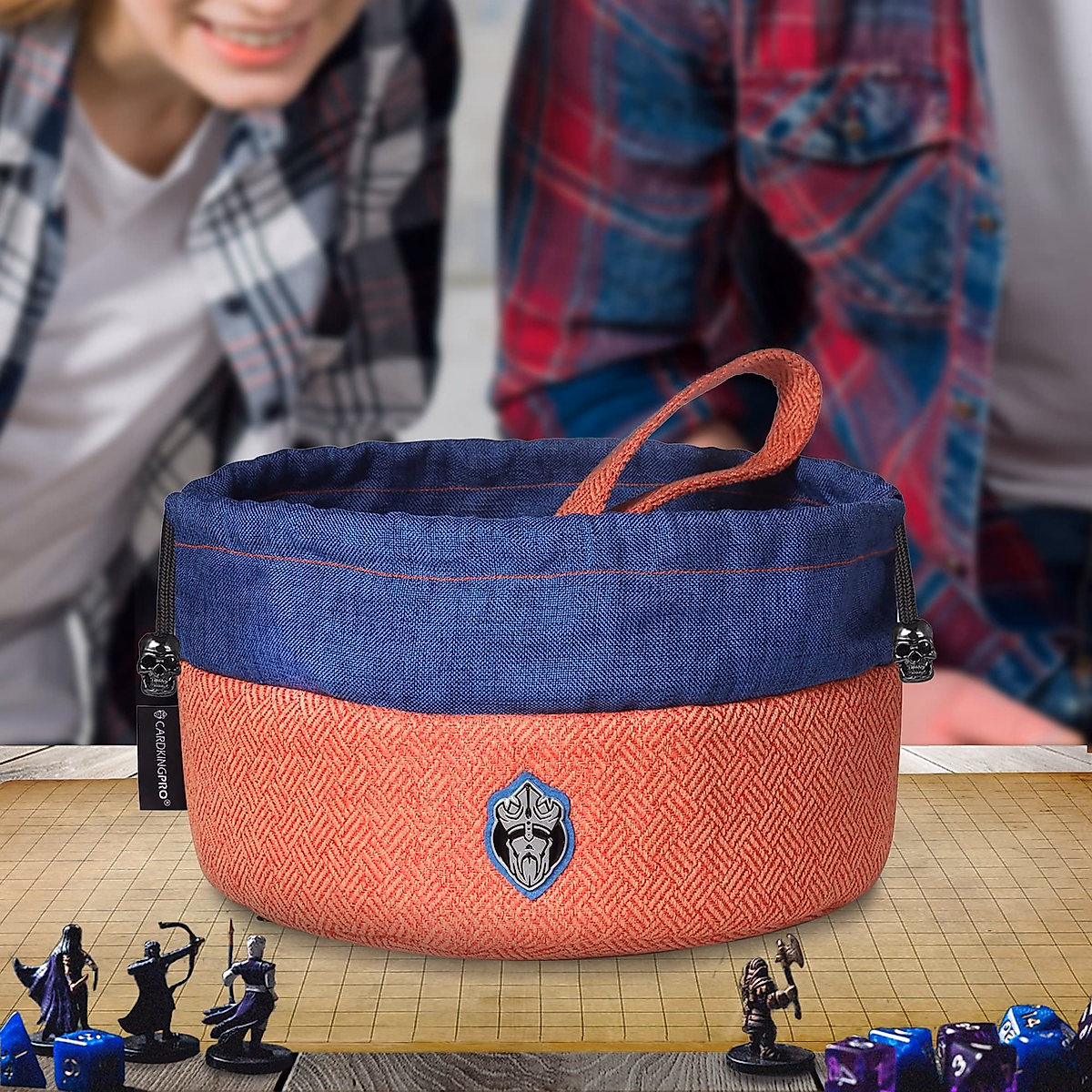 CardKingPro Monstrous - Dice Bag with 8 Pockets - Orange/Blue - Huge Capacity 500+ Dice - Great for Dice Hoarders