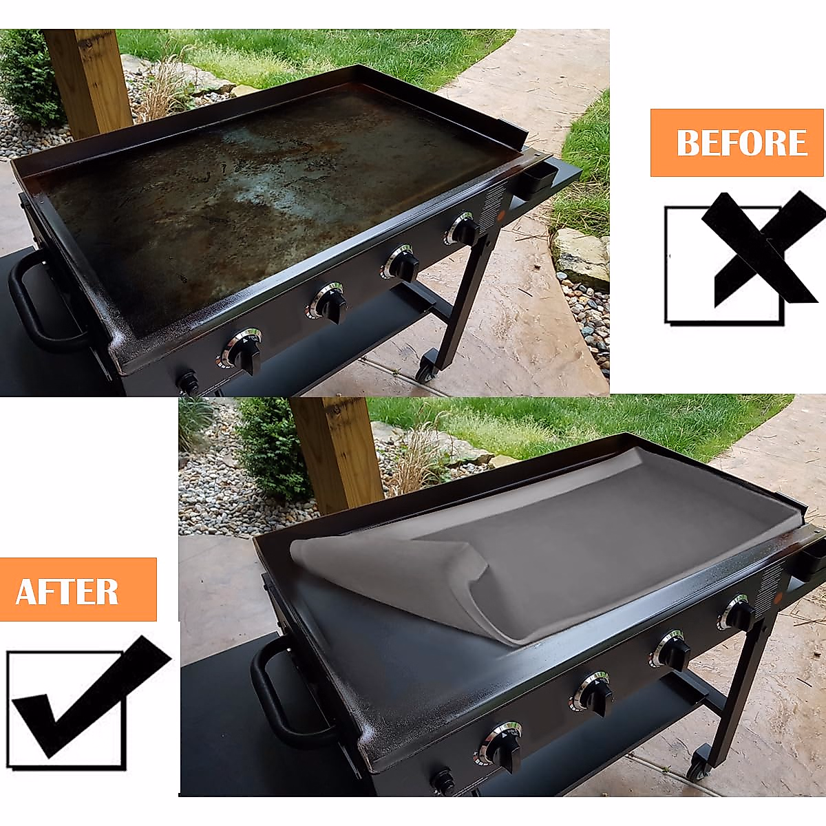 Griddle Mat for Blackstone Heavy Duty Durable Food-grade Silicone Griddle Cover Protect from Water, Insects, Debris and Rust (28" Grey)