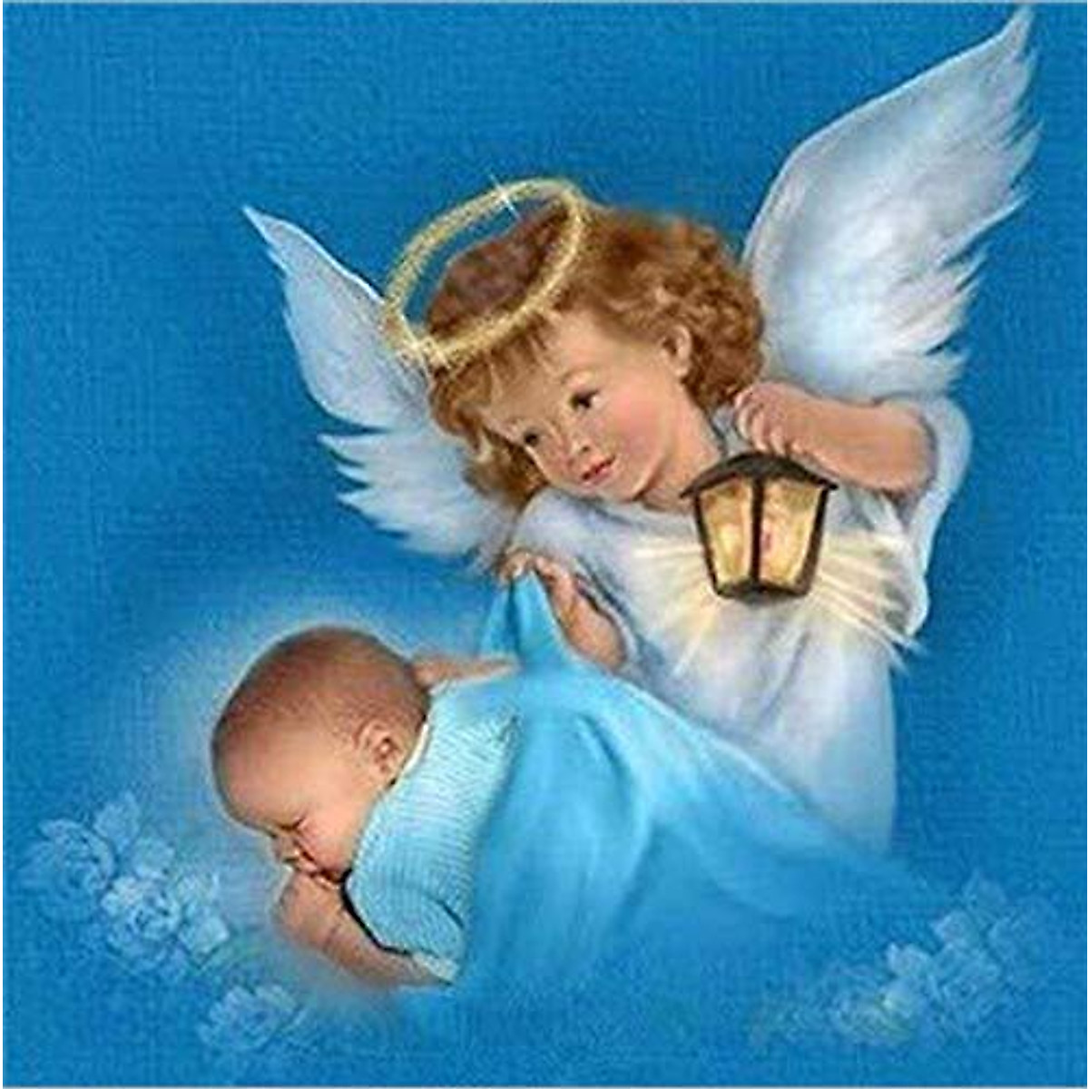 Angel Child Diamond Painting Set - MaiYiYi 5D Full Round Diamond Painting Angel Wings Diamond Painting Cross Stitch Kit Angel Baby Crystal Diamond Painting Set for Adult Kids Wall Art Decor (30X30 CM)