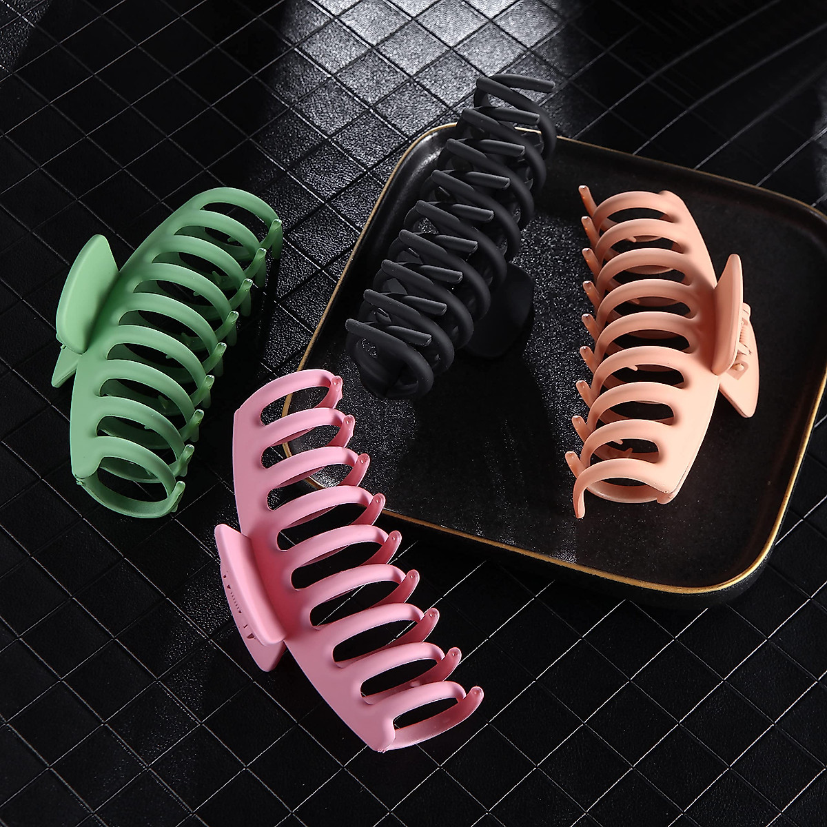 SHALAC Large Hair Claw Clips for Thick Hair 4 PCS, Strong Hold Perfect for Women, Barrettes for Long Hair, Fashion Accessories for Girls, Hair Clamps Clip 4.4 Inch Big Hair Claw for Heavy Hair