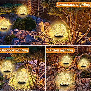 Solar Lights Outdoor, 2 Pack 40 LED Cracked Glass Solar Garden Lights, Waterproof Solar Ground Lights for Yard, Patio, Walkway, Lawn, Pathway, Solar Outdoor Decorative Lights (4.7 Inch, Warm White)