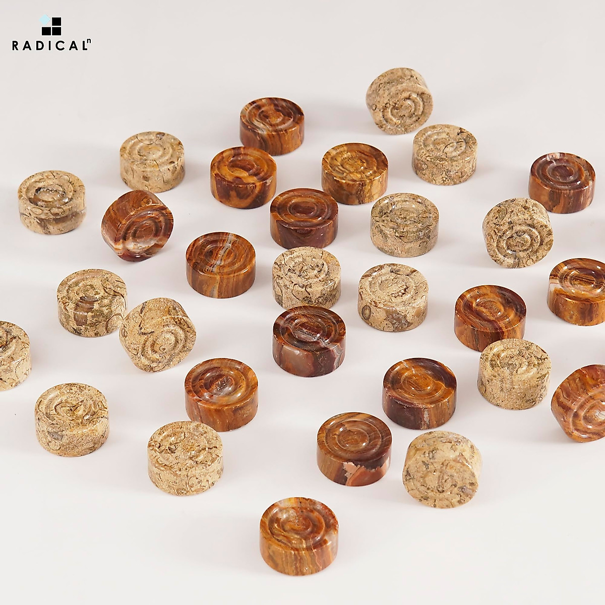 Radicaln Marble Checker Figures 1.25'' Inches Red and Coral Handmade Checkers Board Game in Sports & Outdoors Draughts Checkers Pieces for Outdoor Games