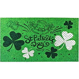 Doormat Bath Rugs Non Slip St. Patrick's Day St. Patricks Day Green Shamrocks Washable Cover Floor Rug Absorbent Carpets Floor Mat Home Decor for Kitchen Bathroom Bedroom (16x24)