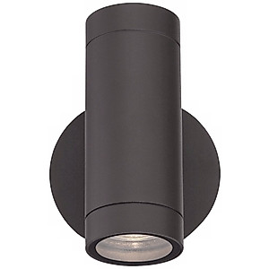 Possini Euro Design Modern Sconce Outdoor Wall Light Fixture Matte Bronze Cylinder 6 1/2" Tempered Glass Lens Up Down Decor for Exterior House Porch Patio Outside Deck Garage Front Door Garden Home