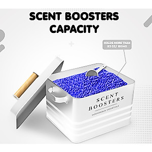 KOANEssentials Modern Farmhouse Metal Laundry Scent Boosters Container with Scoop for Laundry Room Organization and Storage, Scent Booster Beads Dispenser, Farmhouse decor, White