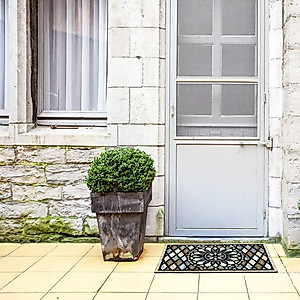 CHICHIC Door Mat Welcome Mat 17x 30 Inch Front Door Mat Outdoors for Home Entrance Outdoors Mat for Outside Entry Way Doormat Entry Rugs, Heavy Duty Non Slip Rubber Back Low Profile, Flower