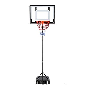 Vilobos Portable Basketball Hoop Backboard System Stand Outdoor Sports Equipment Height Adjustable 6.5Ft-8.2Ft with Wheels for Kids