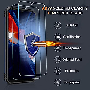 Janmitta Samsung Galaxy A14 5G Case Built in Slide Camera Lens Cover and Screen Protector,Heavy Duty Shockproof Full Body Protective Phone Cover,Built in Finger Ring Stable Holder Kickstand,2023 Blue