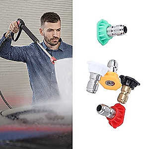 Pressure Washer Tip, Stainless Steel 5PCS Pressure Washer Nozzle for Sidewalk for Washing Car for Garden
