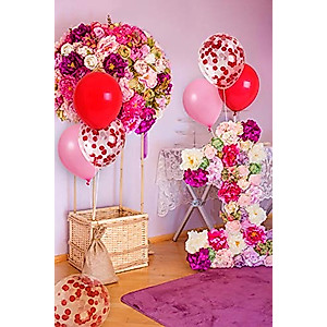 Valentines Day Party Supplies Red Balloons Pink Solid Latex Balloon Red Pink Confetti Balloon 36 Pack for Wedding Bridal Shower Birthday Party Decorations