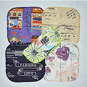1 Ply Printed Flannel 8x8 Inches Set of 5 A Day In Paris