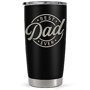 SANDJEST Best Dad Ever Tumbler with Lid - 20oz Insulated Stainless Steel Cup- Coffee Mug for Sport Travel Office, Gift for Father’s Day Birthday